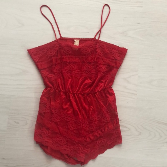 Vintage | Intimates & Sleepwear | Vintage 7s Texsheen Lipstick Red Lace ...